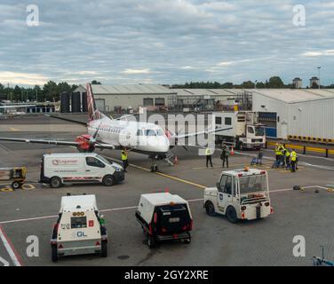 glasgow airport loganair plane Stock Photo - Alamy