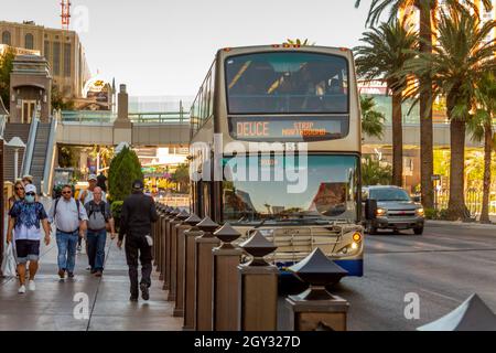 The Deuce Bus in Las Vegas, Nevada, Shown in Portrait View Stock Photo ...