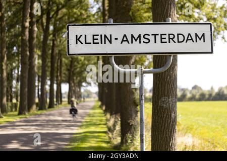 Village sign for Klein-Amsterdam, Netherlands, a small, rural hamlet ...
