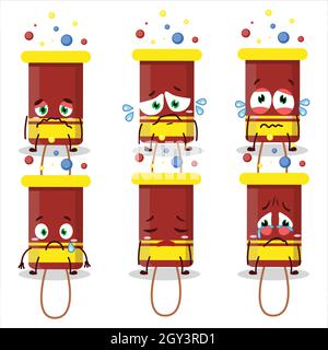 Bubble blaster firework cartoon character with sad expression. Vector ...