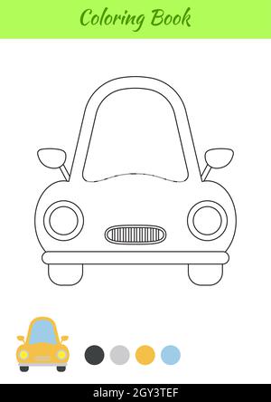 Cute cartoon car coloring page for kids with simple outlines, perfect ...