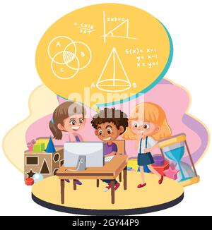 Student learning math using electronic device illustration Stock Vector ...