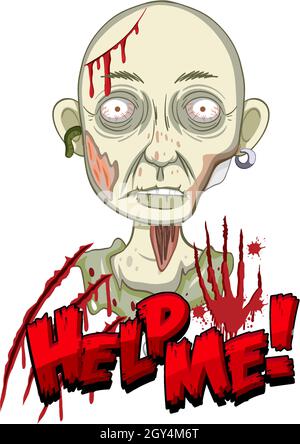 Halloween Help Me font logo with creepy ghost illustration Stock Vector ...