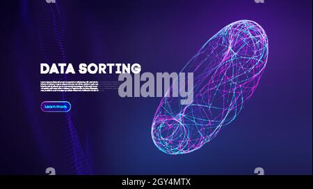 Data sorting information infographic. Data funnel ai network. Technology blockchain background ...