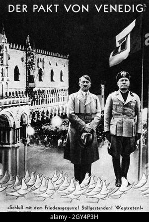 Hitler with Benito Mussolini in Venice on 14 June 1934 Stock Photo - Alamy