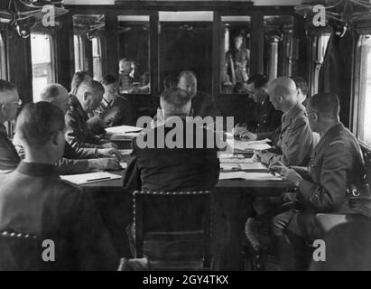 Signing of the armistice in Compiegne, 1940: German officers and French ...