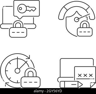 Authentication line icons collection. Passwords, Biometrics, Tokens ...