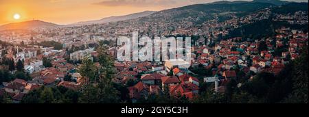 Sunrise view of Sarajevo city hall in Bosnia and Herzegovina Stock ...