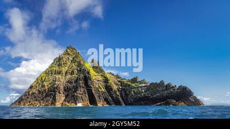 Panorama of entire beautiful Skellig Michael island with Skellig ...