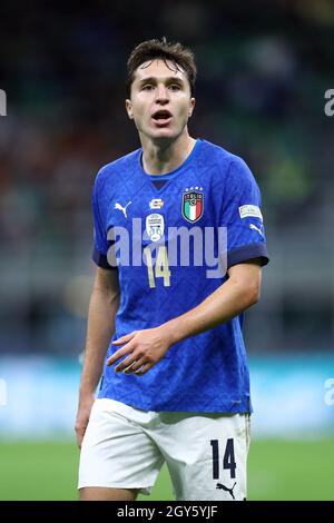 Federico Chiesa of Italy looks on during the World Cup 2022 qualifier ...