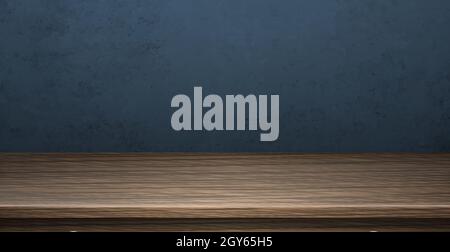 Large table top made of solid dark wood, dark blue background - Vector ...