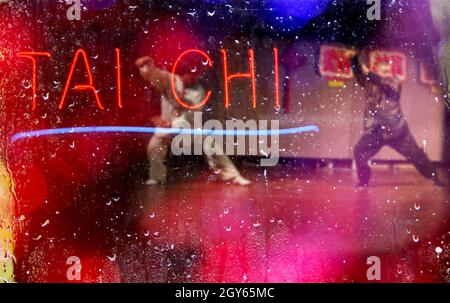 Tai Chi Neon Sign Composite Image Stock Photo - Alamy