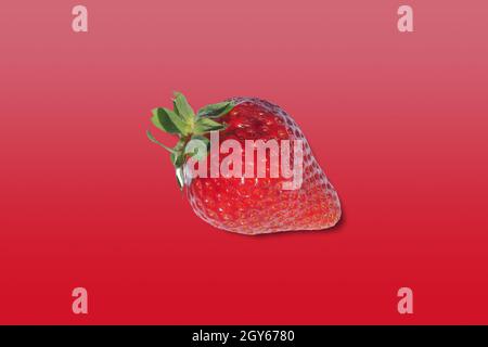 red strawberry fruit over matching colour gradient background Stock ...