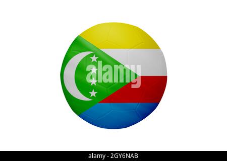 Football in the colors of the Comoros flag isolated on white background ...