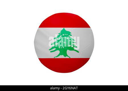 White background with Lebanon flag and soccer ball Stock Photo - Alamy