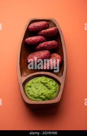 Beet Root Patties or cutlet or tikki served with green chutney Stock ...