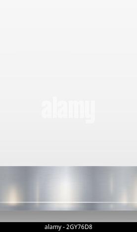 Metal kitchen countertop, iron texture, large table on a white ...