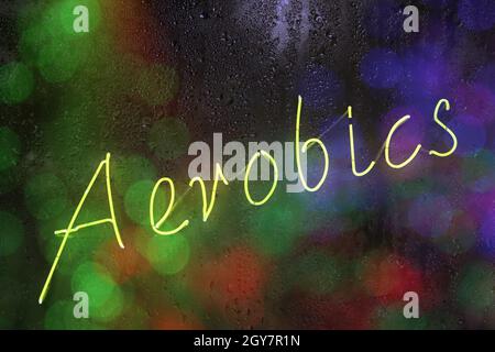 Neon Aerobics Sign on Gym Wall Stock Photo - Alamy