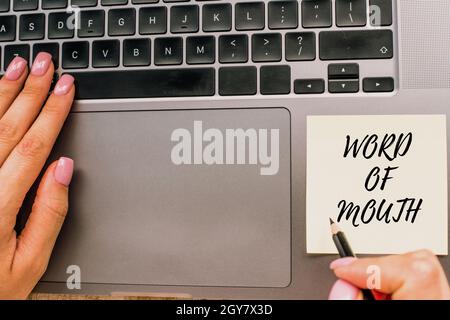Inspiration showing sign Word Of Mouth. Business showcase Oral ...