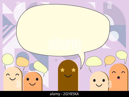 Cartoon Heads Drawing Drawing With Speech Bubble Showing Conversation ...