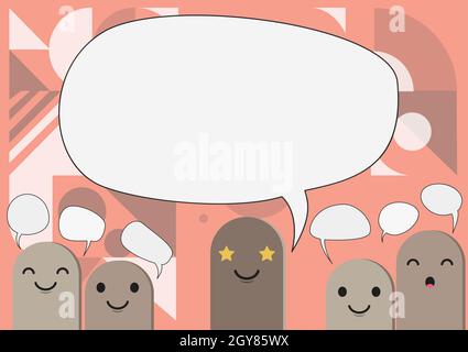 Cartoon Heads Drawing Drawing With Speech Bubble Showing Conversation ...
