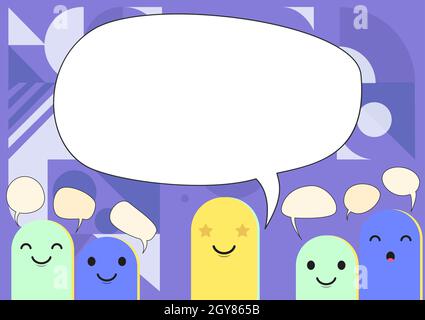 Cartoon Heads Drawing Drawing With Speech Bubble Showing Conversation ...