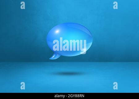 3D blue speech bubble isolated on black background. Blue speech bubble ...