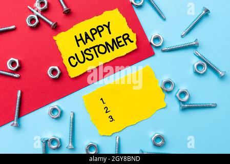 Text sign showing Happy Customer. Business photo text highest ...