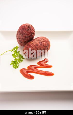 Beet Root Patties or cutlet or tikki served with green chutney Stock ...