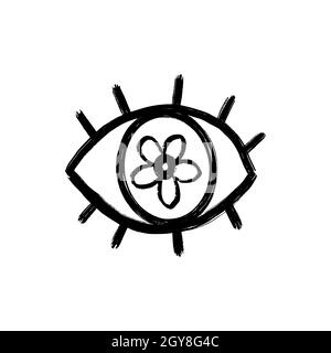 Set of esoteric eye with eyelashes and moon or sun as pupil. Moon ...