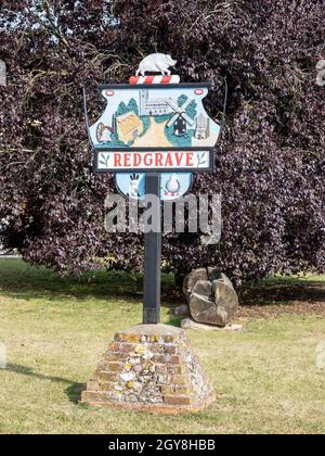 The Redgrave village sign in Suffolk, UK Stock Photo - Alamy