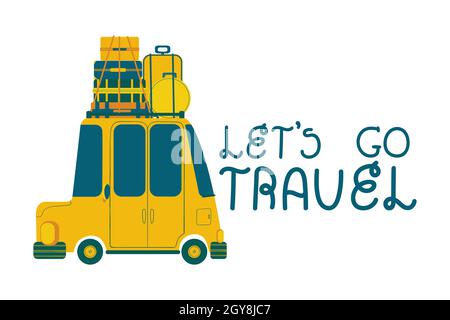 Lets go on a road trip with desert background illustration Stock Vector ...