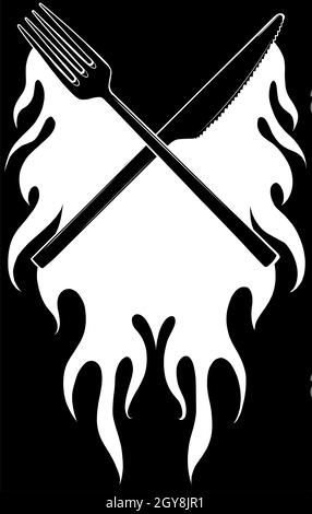 restaurant fork knife plate single isolated icon with flat style vector ...