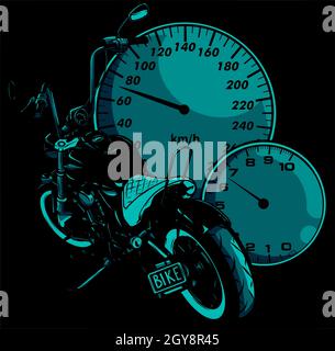 custom Motorcycle with speedometer vector illustration Stock Photo - Alamy