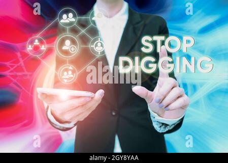 Conceptual caption Stop Digging, Internet Concept Prevent Illegal ...