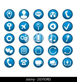 Selection of round business icons on white background - Vector ...