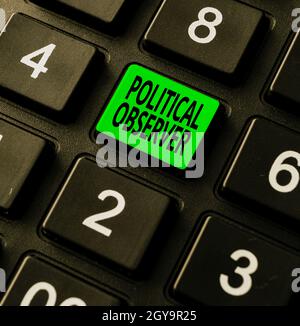 Conceptual caption Political Observer. Concept meaning communications ...