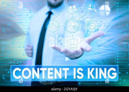 Handwriting text Content Is King. Conceptual photo believe that content ...