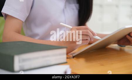 Closeup hand coding programing computer software or online education ...