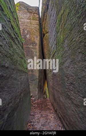 Narrow Trail Between the Rock Slabs in the Rim Rock National Recreation ...