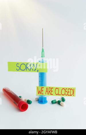 Text sign showing Sorry We re are Closed. Conceptual photo Expression ...