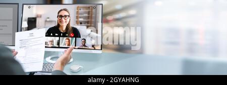 Virtual Job Interview Webcast Using Online Video Conference Stock Photo ...