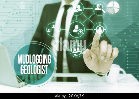 Sign displaying Mudlogging Geologist. Business overview gather ...