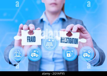 Sign displaying Fraud Investigation. Business overview process of ...