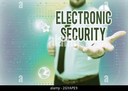 Hand writing sign Electronic Security. Business overview electronic ...