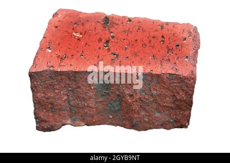 Chunk of red brick isolate on a white background. Old red brick ...