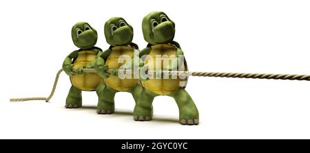 3D Render of a Tortoises pulling on a rope Stock Photo - Alamy