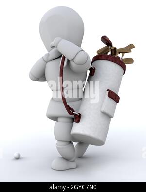 3D Render of a man playing golf Stock Photo - Alamy