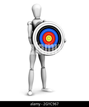 3D render of a man holding a target Stock Photo - Alamy