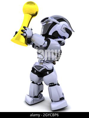 3D render of a Robot with a trophy Stock Photo - Alamy